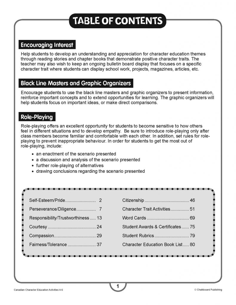 Canadian Character Education Grades 4-6 Workbook