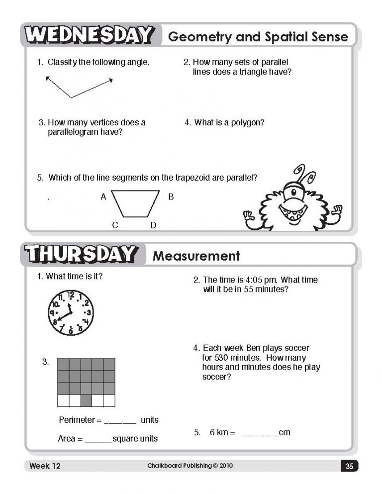 Grade 4 Daily Math Curriculum Workbook