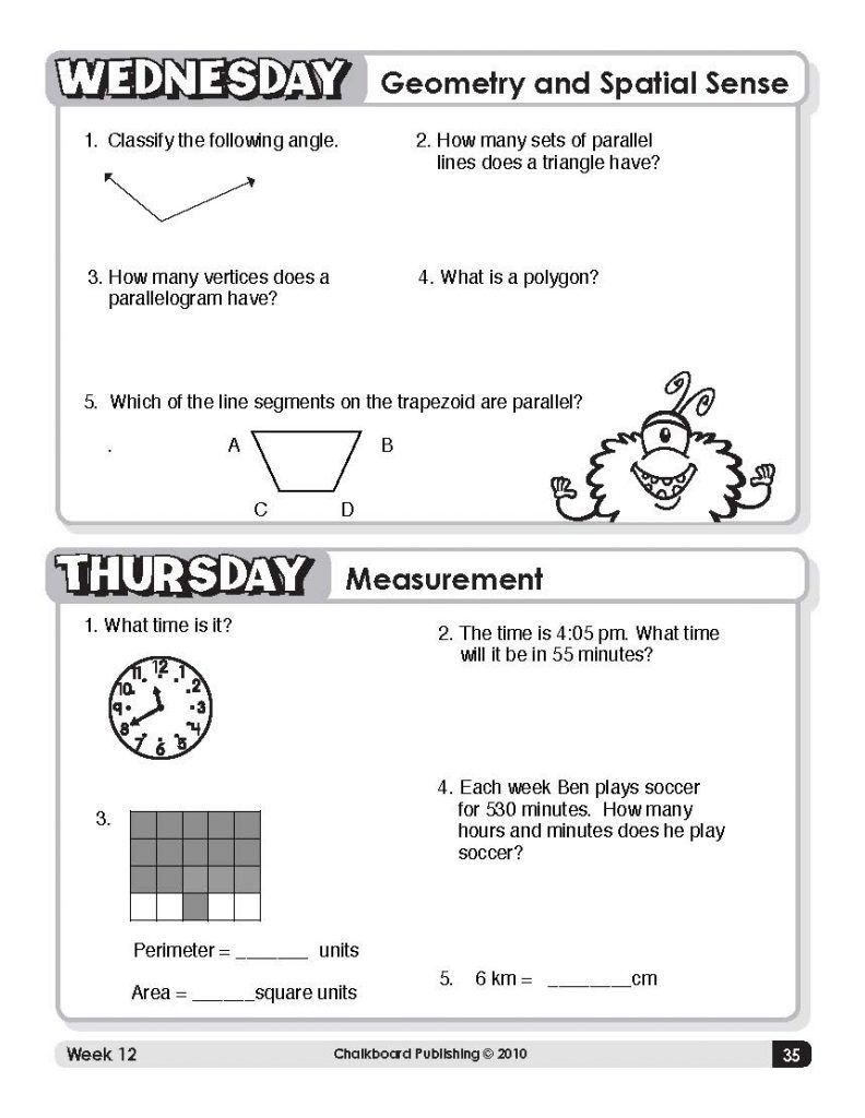Grade 4 Daily Math Curriculum Workbook