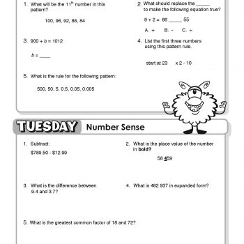 Sixth Grade Daily Math Curriculum Workbook