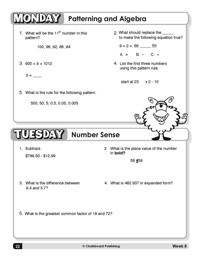 Sixth Grade Daily Math Curriculum Workbook