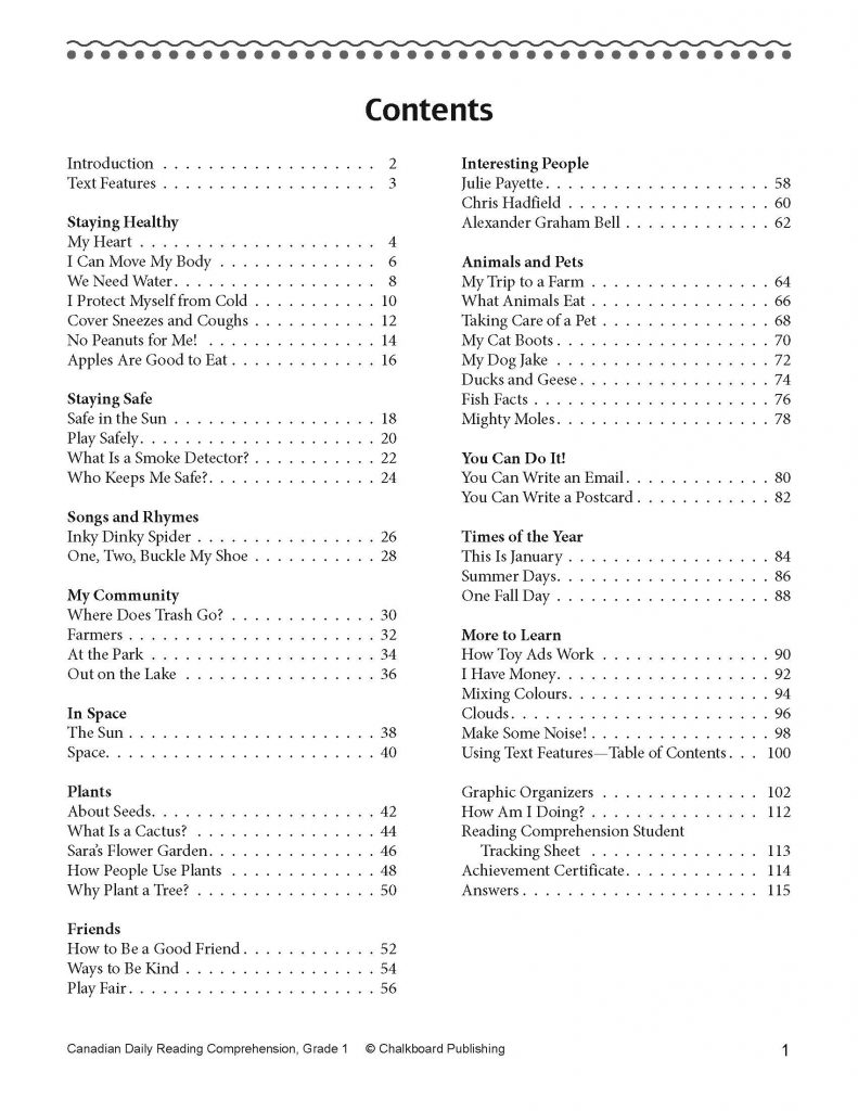 Canadian Daily Reading Comprehension Grade 1 Workbook