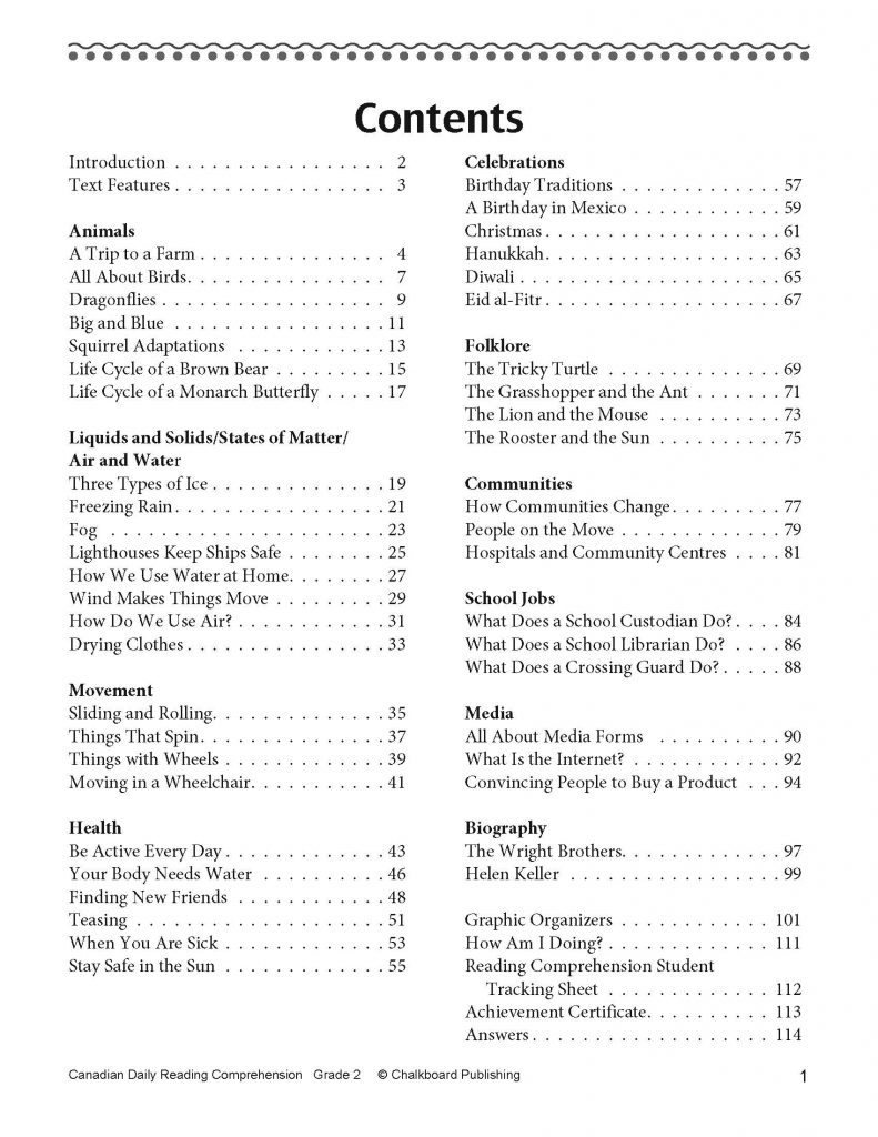 Canadian Daily Reading Comprehension Grade 2 Workbook