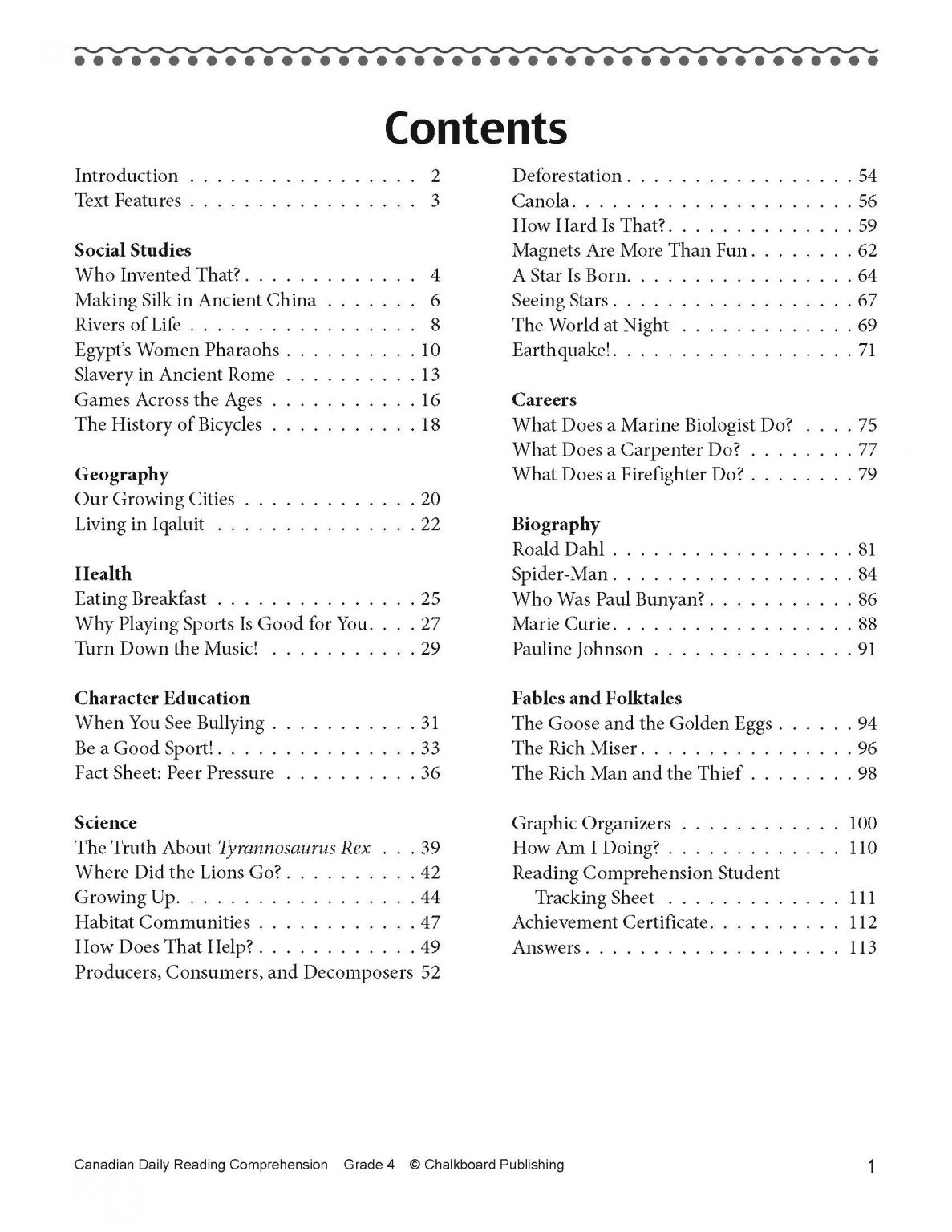 Canadian Daily Reading Comprehension Grade 4 Workbook