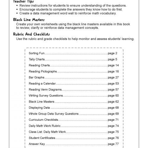 Canadian Data Management Activities Grades 1-3 eBook