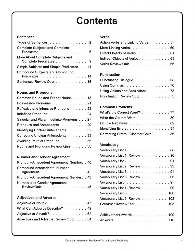 Canadian Grammar Practice Grade 6 Workbook