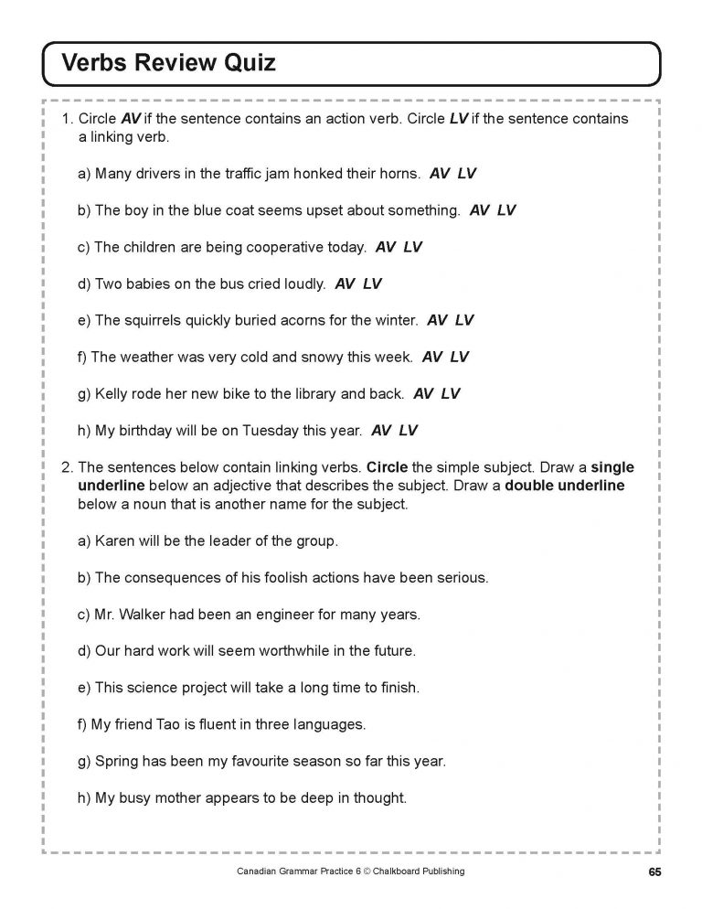 Canadian Grammar Practice Grade 6 Workbook