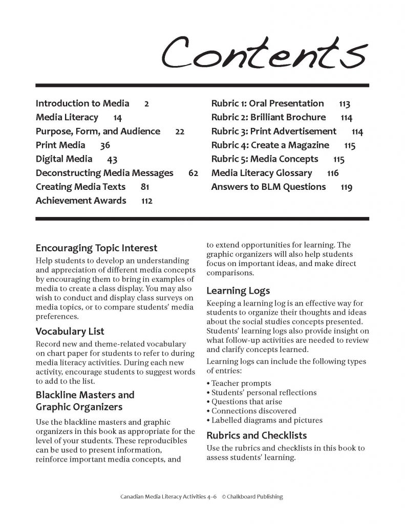 Canadian Media Literacy Activities Grades 4-6 - eBook - Chalkboard ...