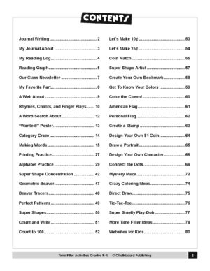 Time Filler Activities Grades K-1 eBook