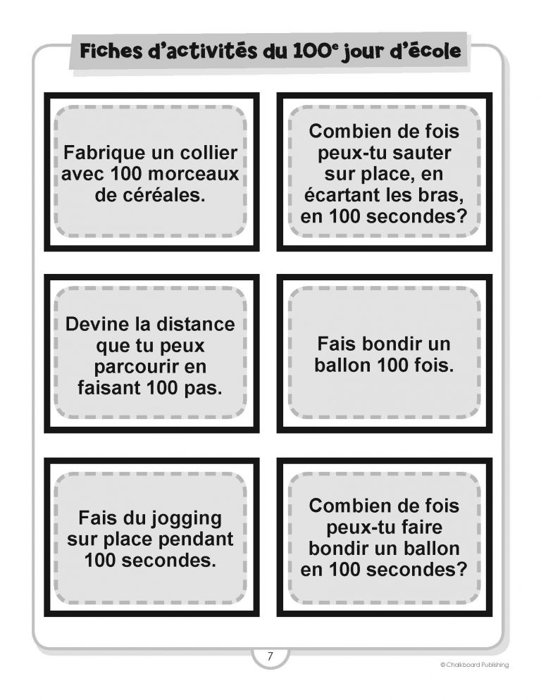 French 100th Day Activities Workbook