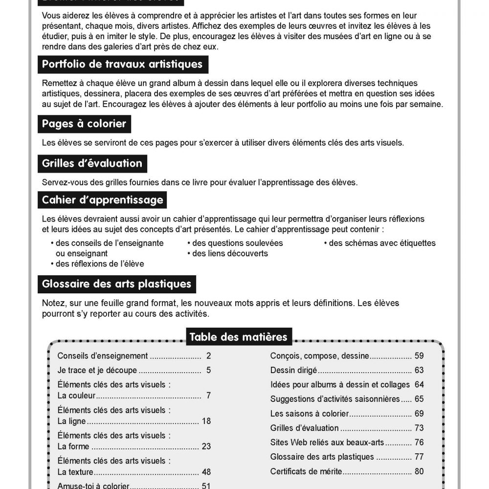 French Art Ideas Grades K-1 Workbook