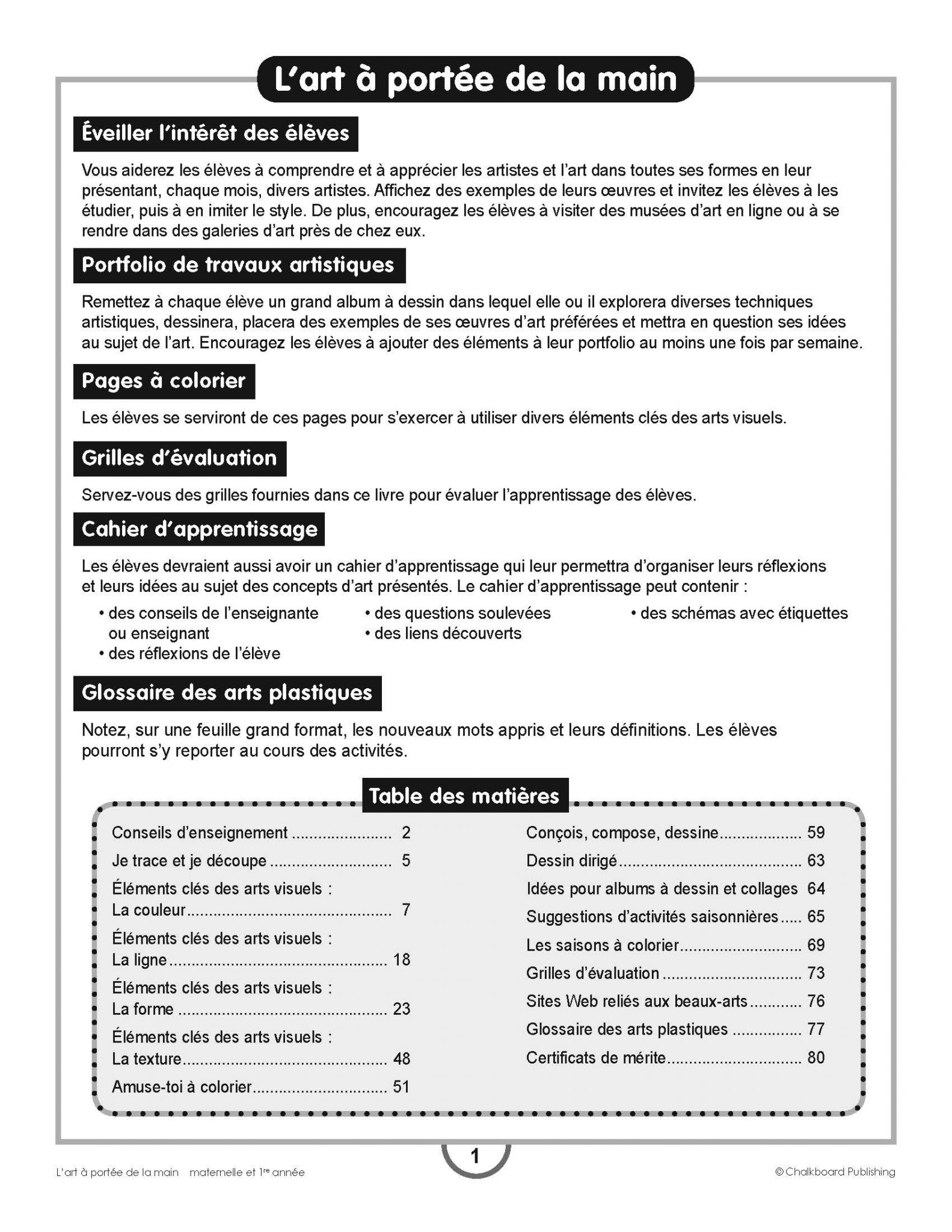 French Art Ideas Grades K-1 Workbook