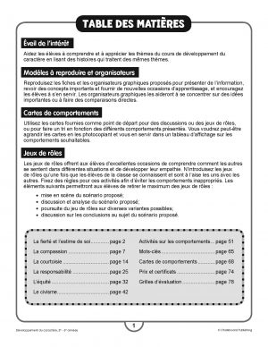 French Character Education Activities Grades 2-3 Workbook