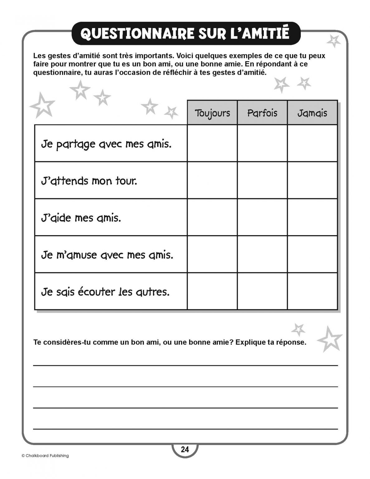 French Character Education Activities Grades 2-3 Workbook