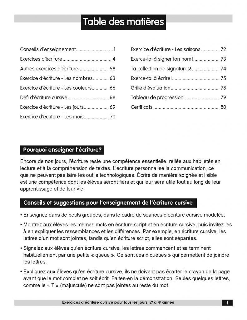 French Daily Cursive Writing Practice Workbook