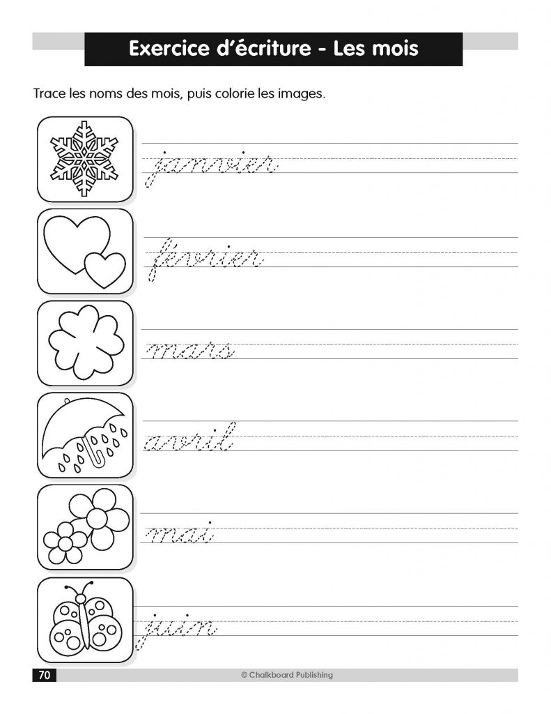 French Daily Cursive Writing Practice Workbook