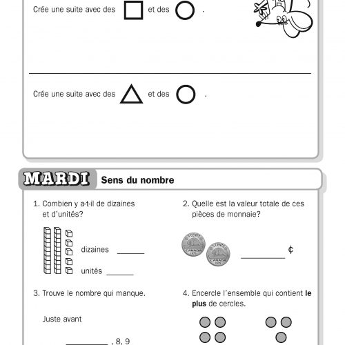 French Daily Math Grade 1 Workbook