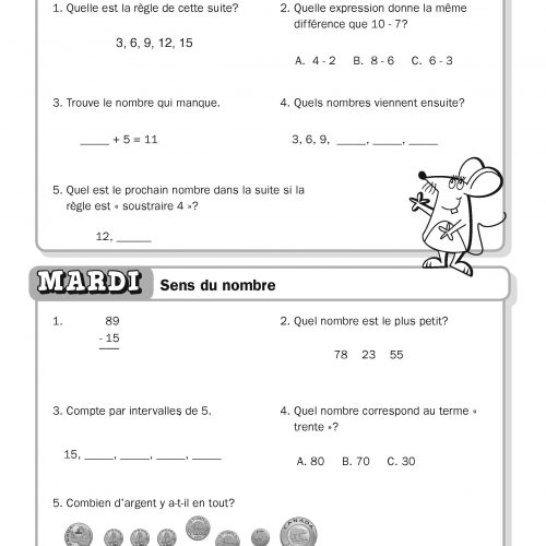 French Daily Math Grade 3 Workbook