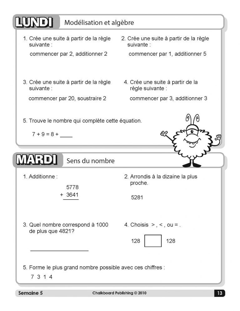 French Daily Math Grade 4 Workbook