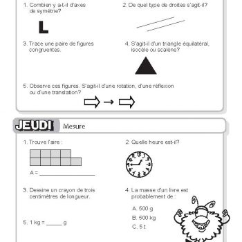 French Daily Math Grade 4 Workbook