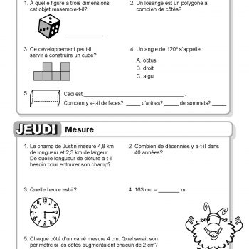 French Daily Math Grade 5 Workbook