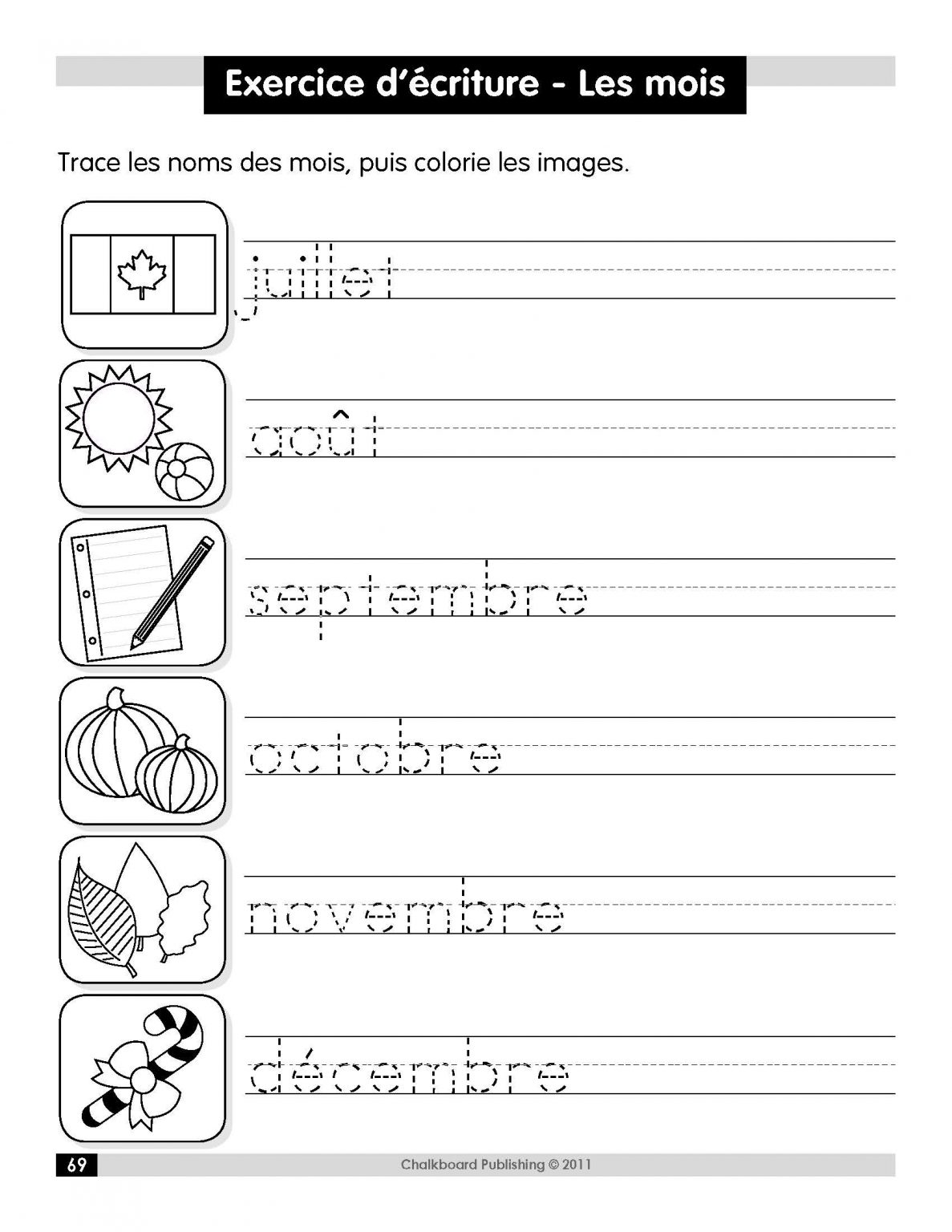 French Daily Printing Practice Workbook