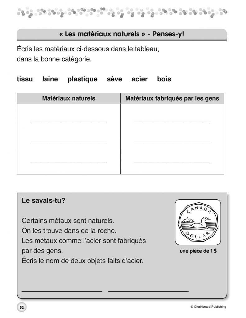 Canadian French Daily Science Grade 1 Workbook