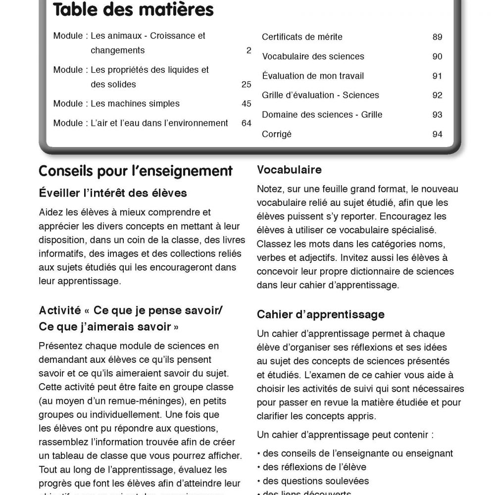 Canadian French Daily Science Grade 2 Workbook