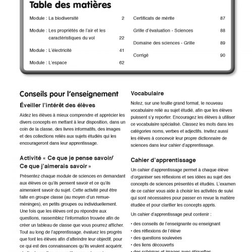 French Daily Science Grade 6 Workbook