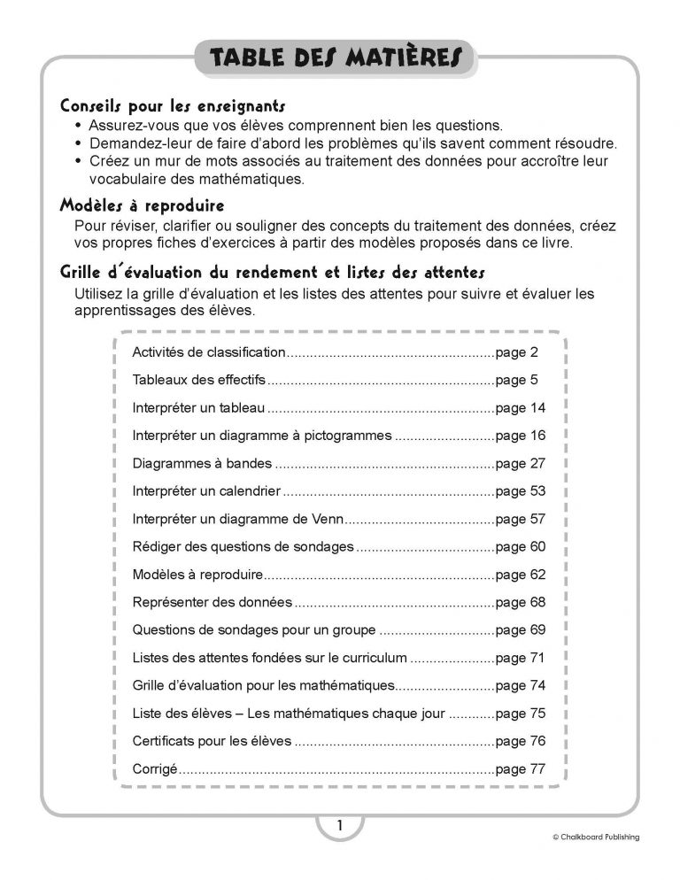 Canadian French Data Management Activities Grades 1-3 eBook