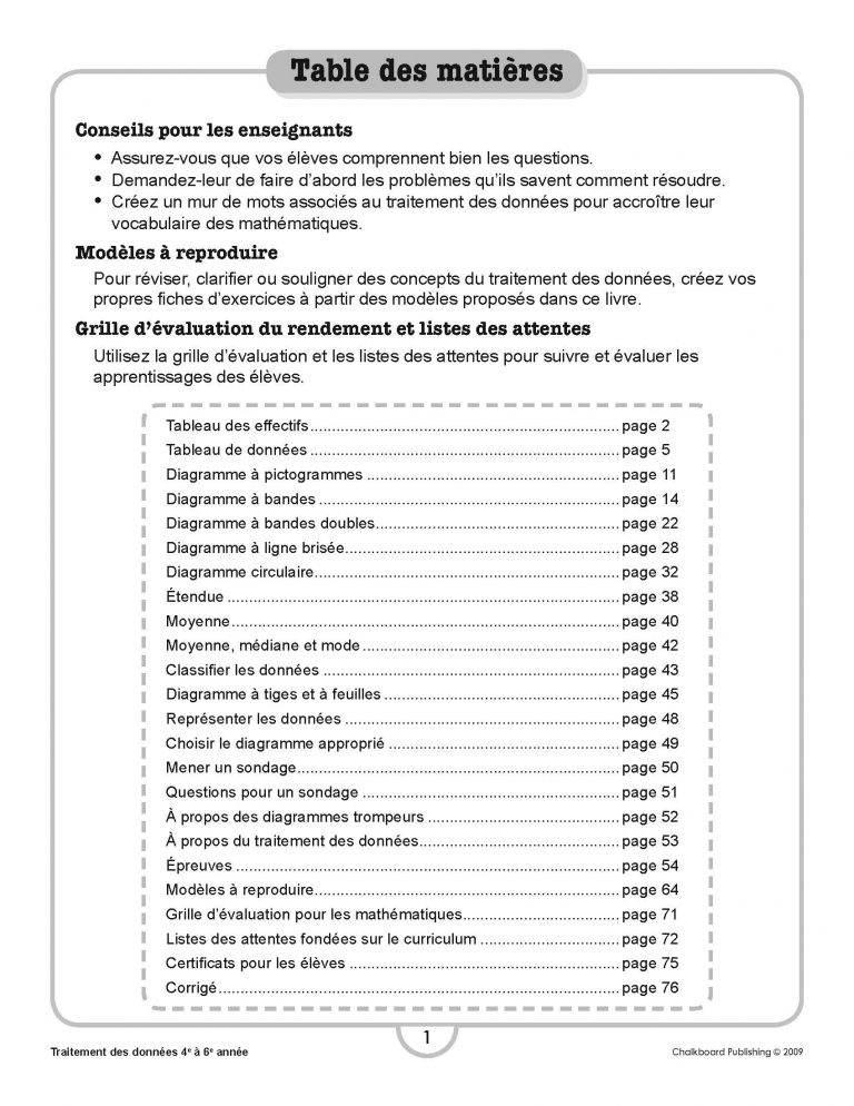 Canadian French Data Management Activities Grades 4-6 eBook