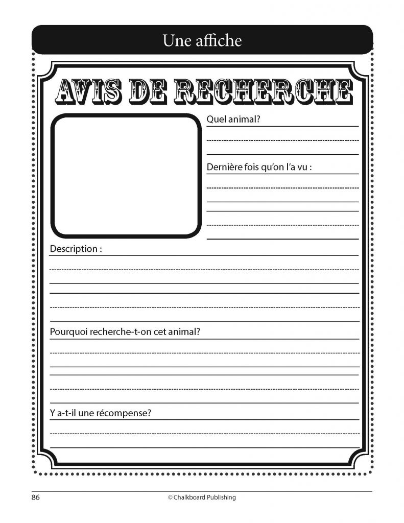 Canadian French Draw and Write Grades K-2 Workbook