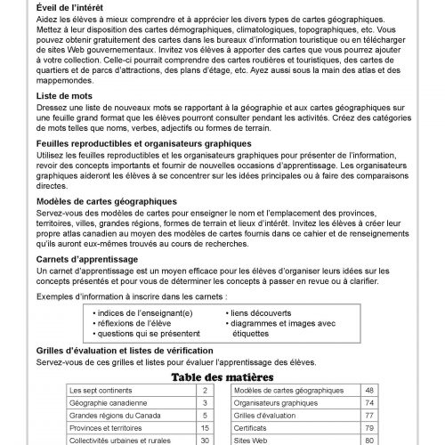 Canadian French Geography and Mapping Skills Grades 3-5 eBook