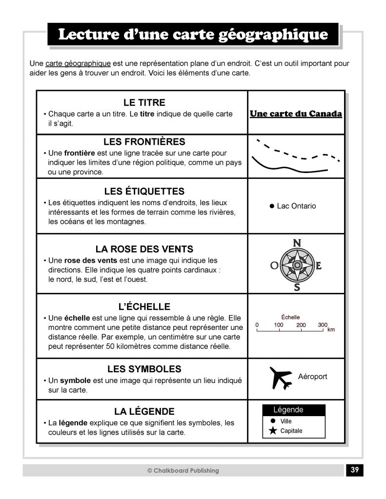 Canadian French Geography and Mapping Skills Grades 3-5 eBook