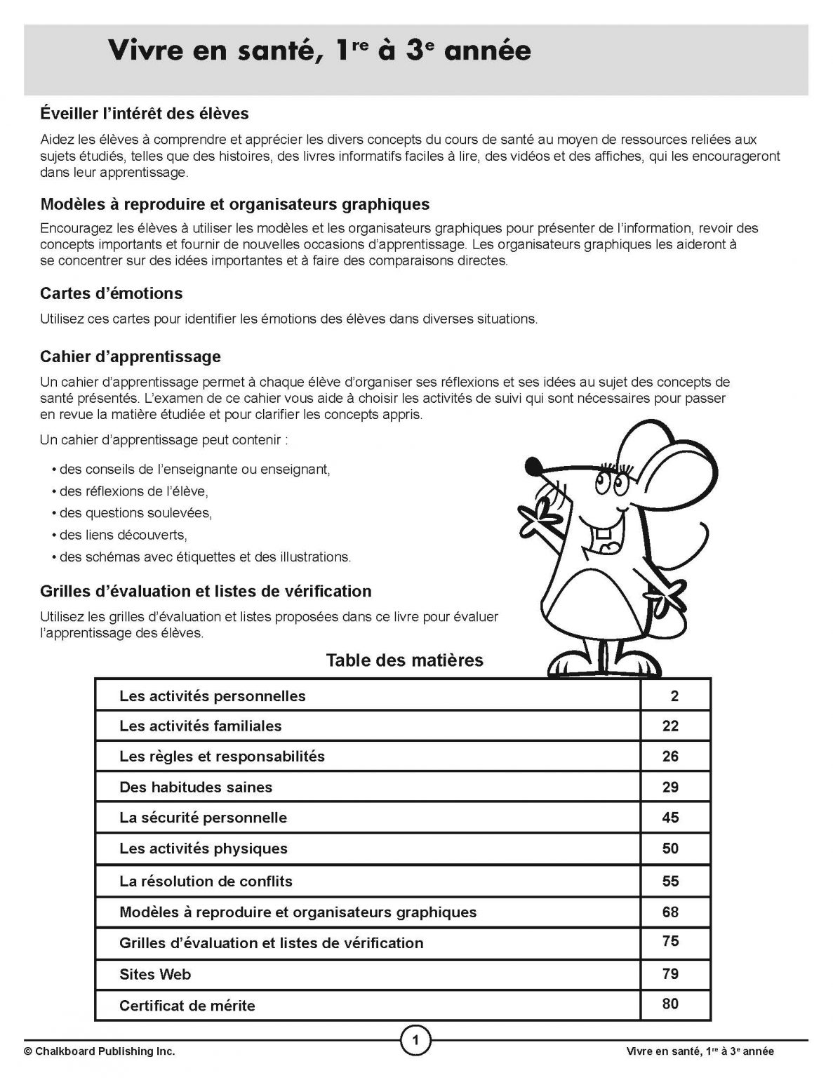 Canadian French Health Activities Grades 1-3 Workbook