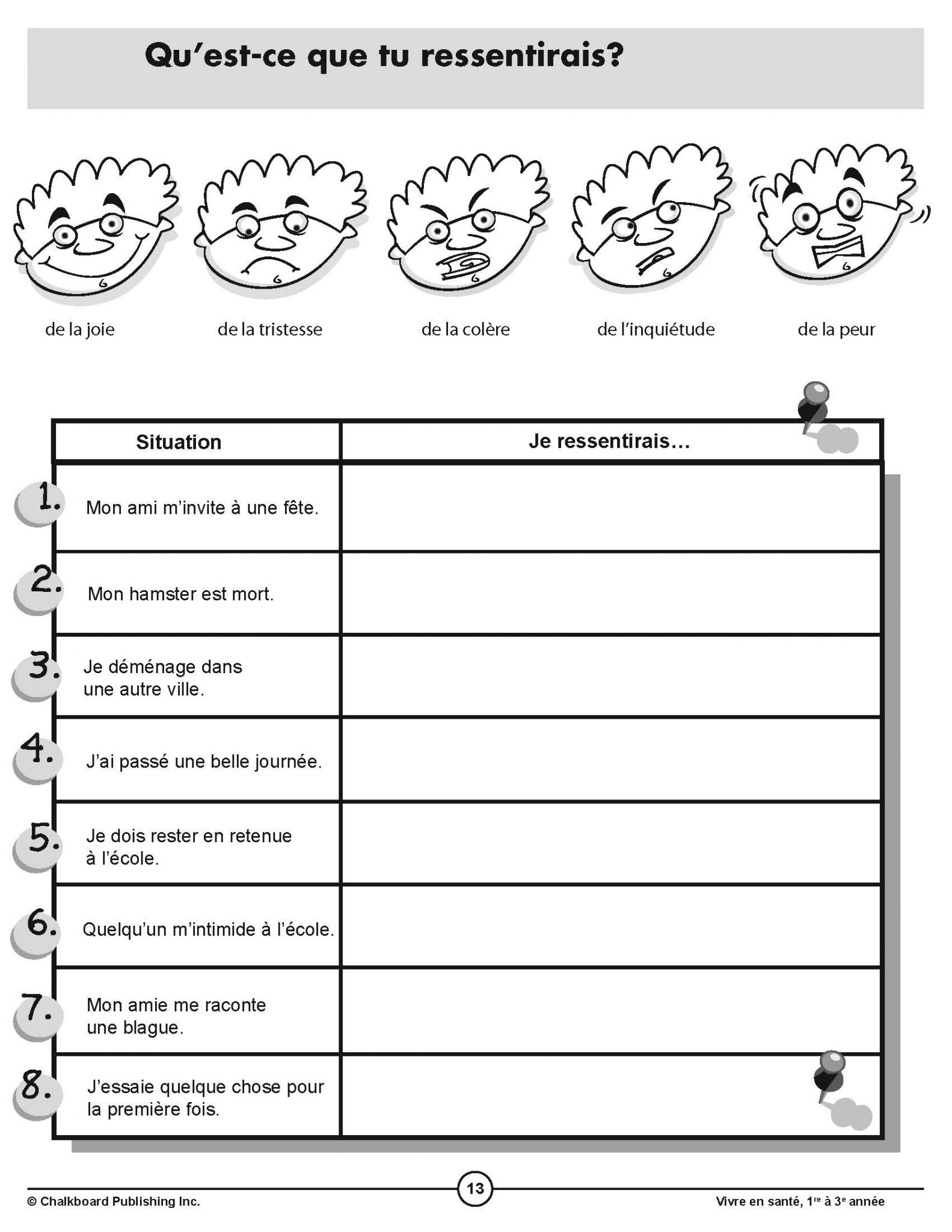 Canadian French Health Activities Grades 1-3 Workbook