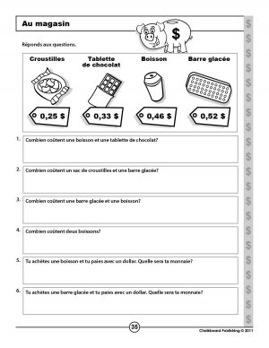 Canadian French Money Activities Grades 1-3 - eBook - Chalkboard Publishing