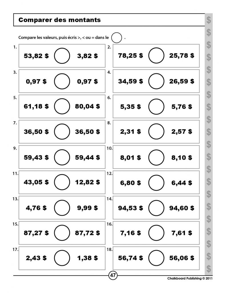 Canadian French Money Activities Grades 1-3 - eBook - Chalkboard Publishing