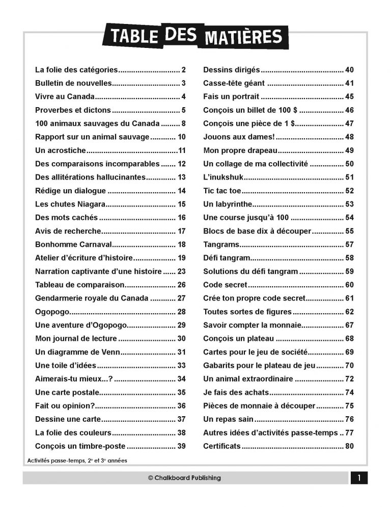 Canadian French Time Fillers Grades 2-3 - eBook - Chalkboard Publishing