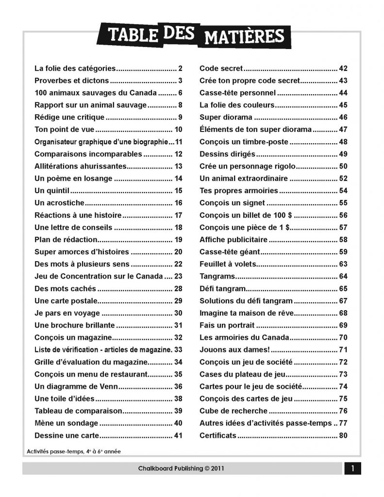 Canadian French Time Fillers Grades 4-6 - eBook - Chalkboard Publishing