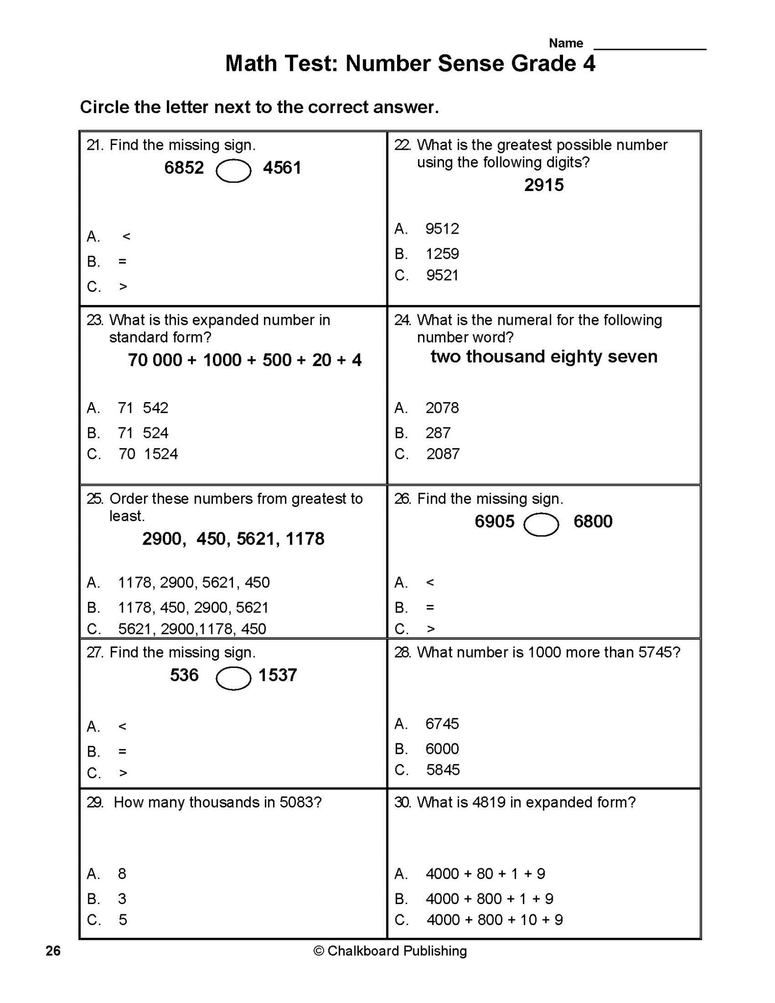 Canadian Math Tests Grades 4-6 - eBook - Chalkboard Publishing
