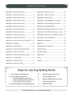 Canadian Spelling Grade 3 Workbook