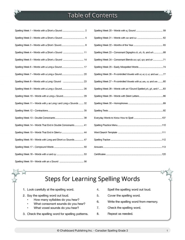 Canadian Spelling Grade 3 Workbook