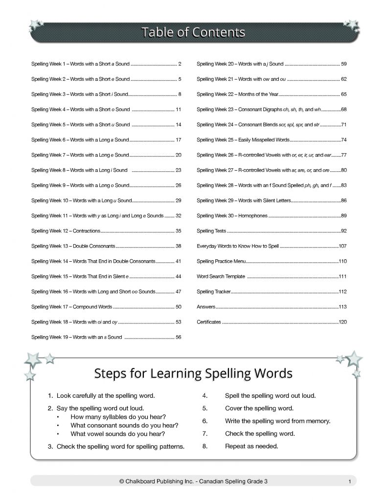 Canadian Spelling Grade 3 Workbook