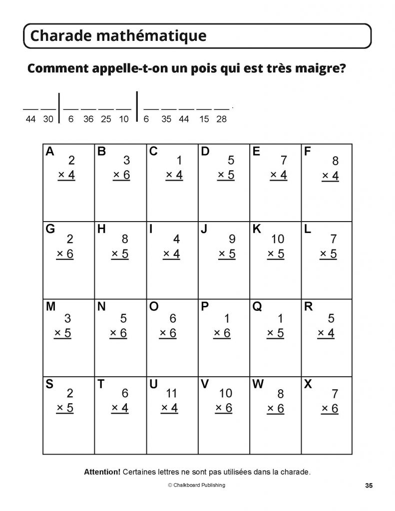 French Skills Success Multiplication Workbook