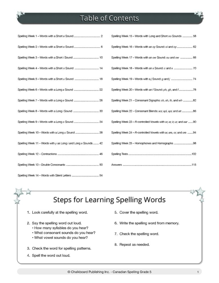 Canadian Spelling Grade 5 Workbook