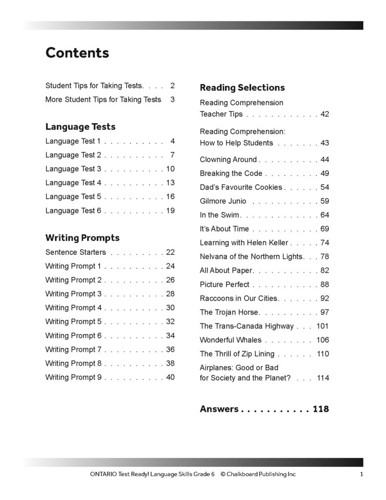 ONTARIO Test Ready! Language Skills Grade 6 - eBook - Chalkboard Publishing