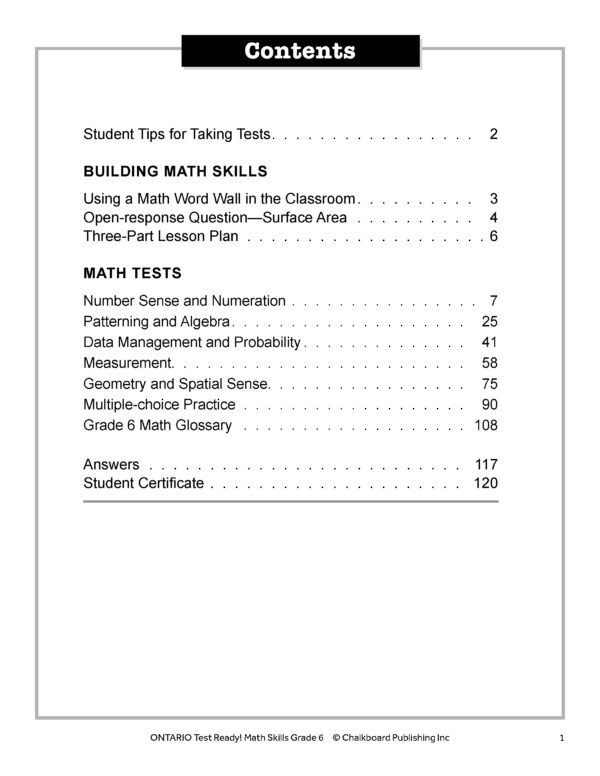 Ontario EQAO Grade 6 Math Test Prep Workbook